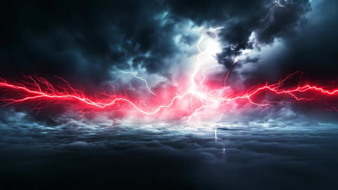 Dramatic Red Lightning Storm in Night Sky Animated GIF 40804258 ...