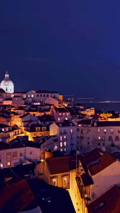 Lisbon Portugal At Night Lisbon At Night, Streets With Streetcar Rails